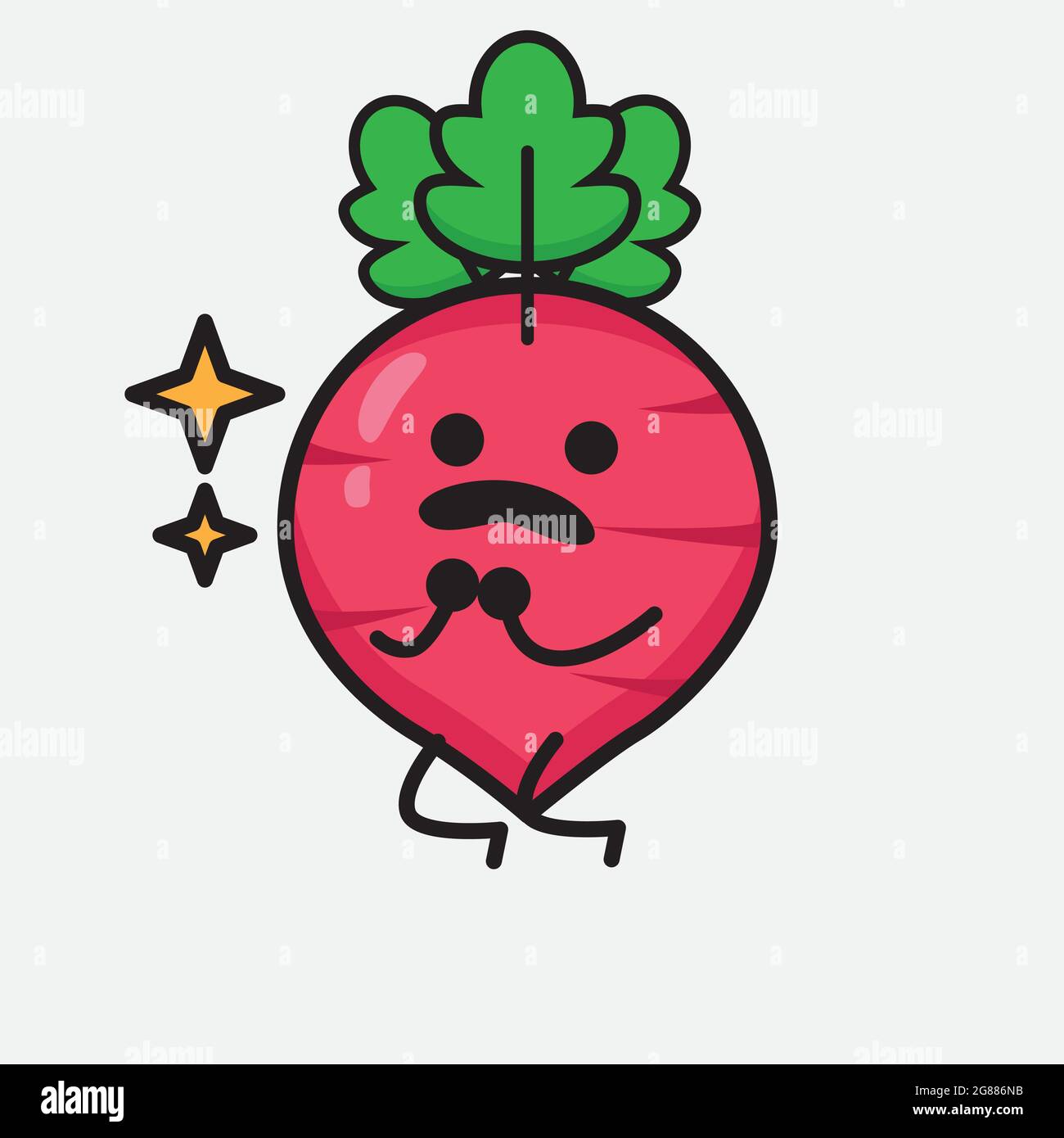 Vector Illustration of Red Radish Character with cute face and simple ...
