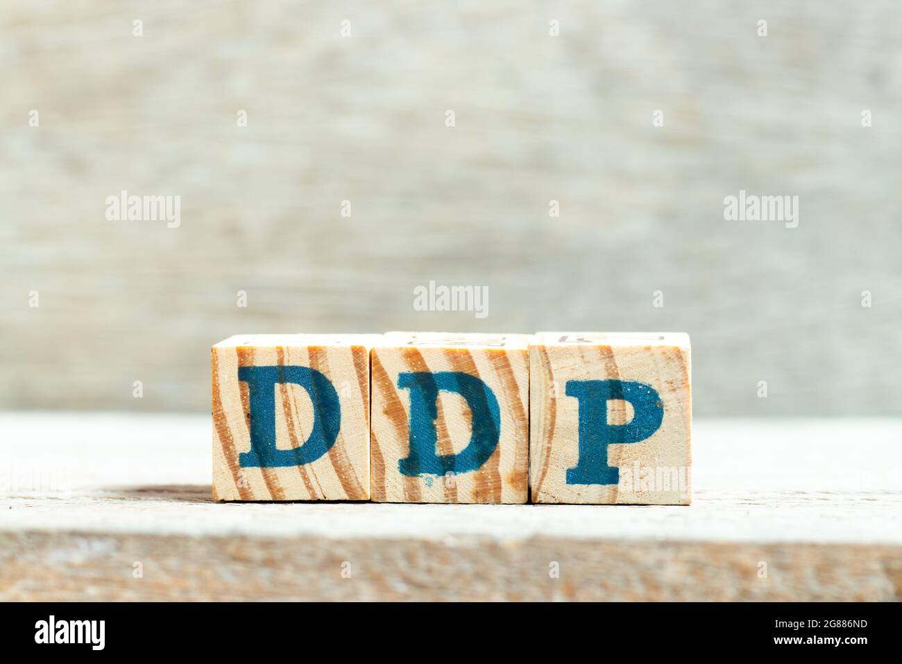 Alphabet letter block in word DDP (Abbreviation of Delivered duty paid ...