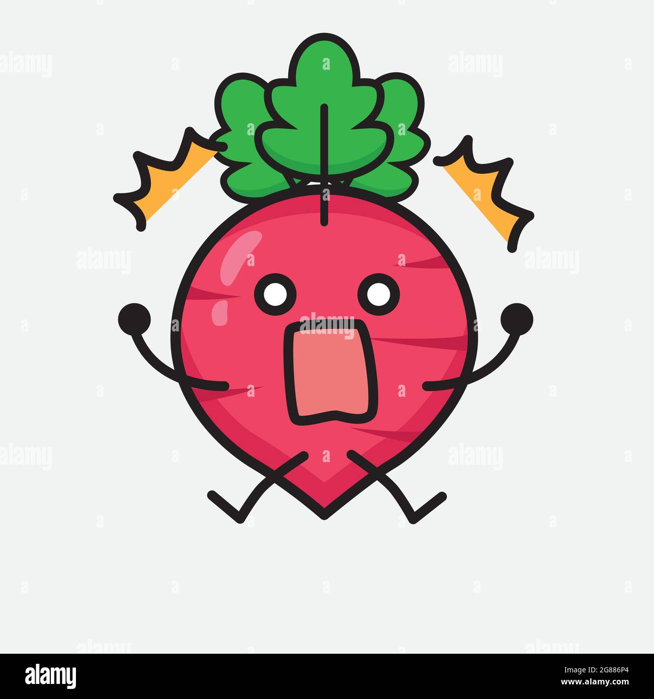 Vector Illustration of Red Radish Character with cute face and simple ...