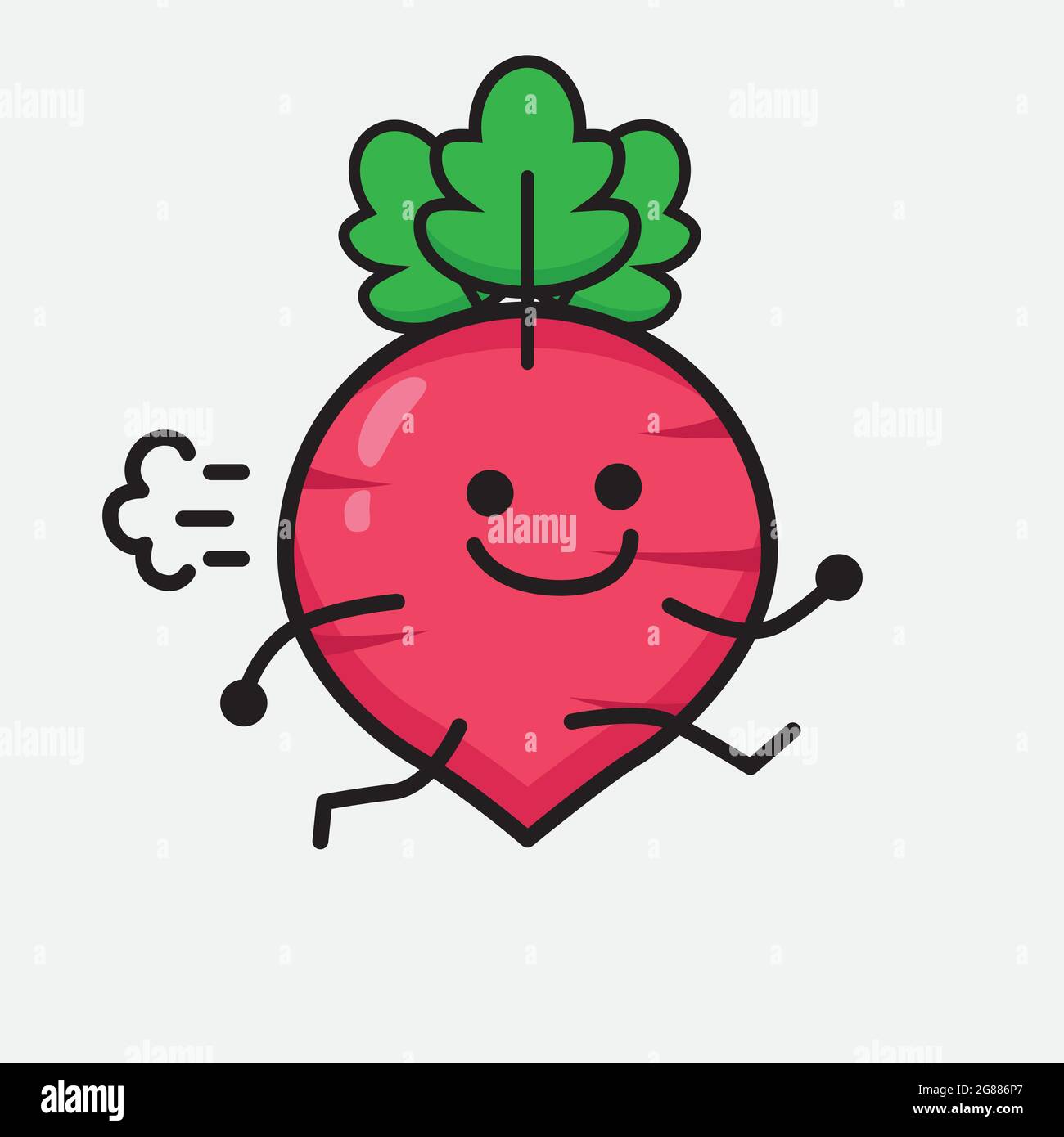 Vector Illustration of Red Radish Character with cute face and simple ...