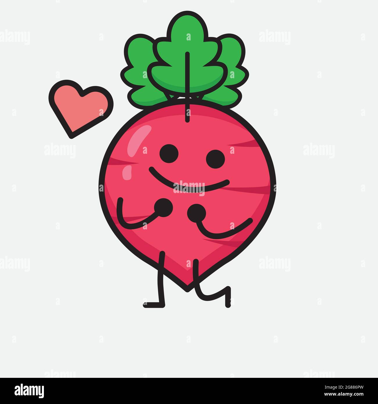 Vector Illustration of Red Radish Character with cute face and simple ...