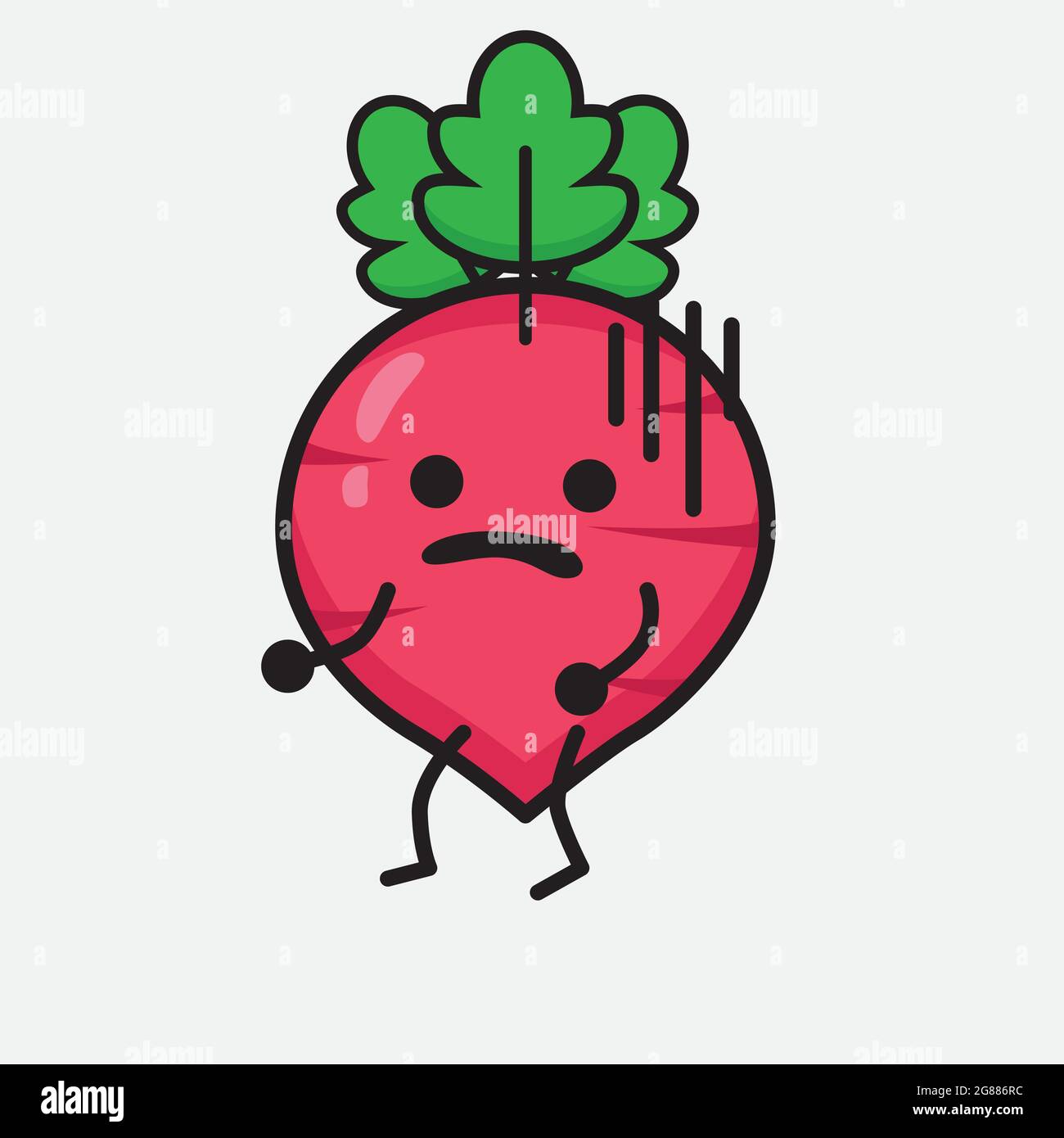 Vector Illustration of Red Radish Character with cute face and simple ...