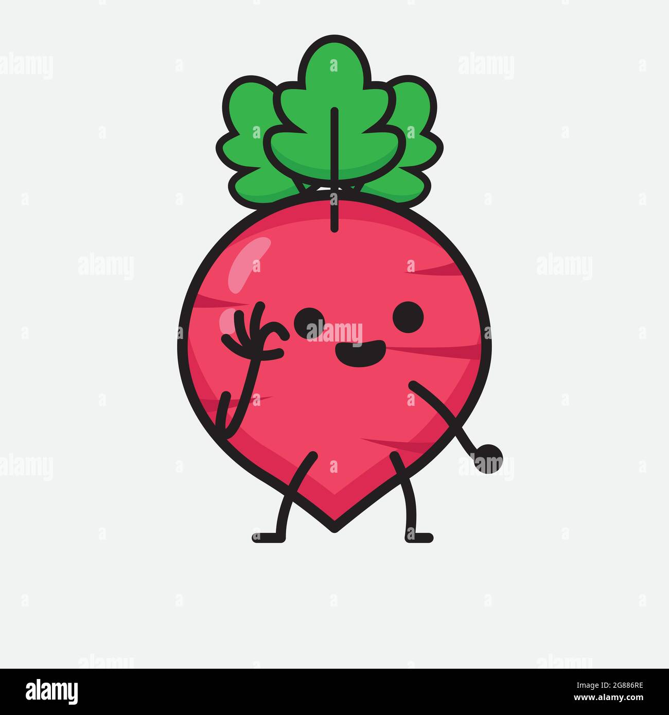 Vector Illustration of Red Radish Character with cute face and simple ...