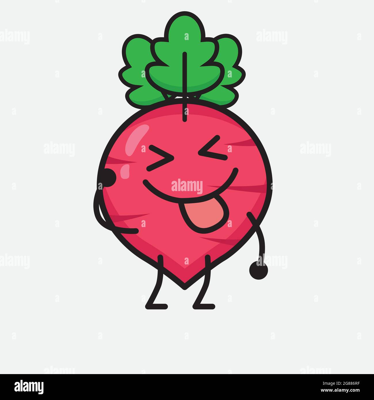Vector Illustration of Red Radish Character with cute face and simple ...