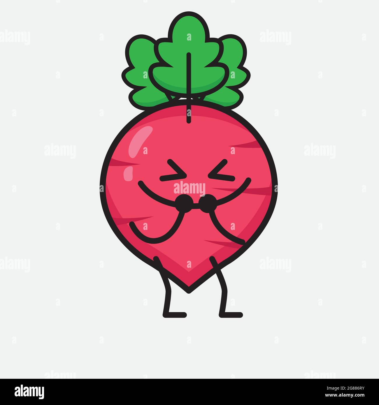 Vector Illustration of Red Radish Character with cute face and simple ...