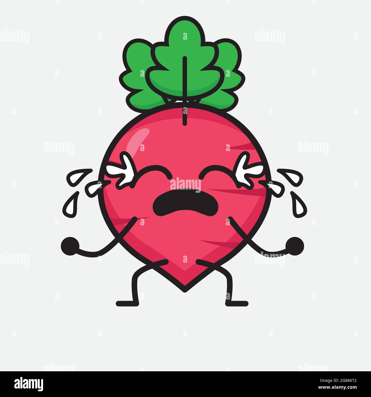 Vector Illustration of Red Radish Character with cute face and simple ...