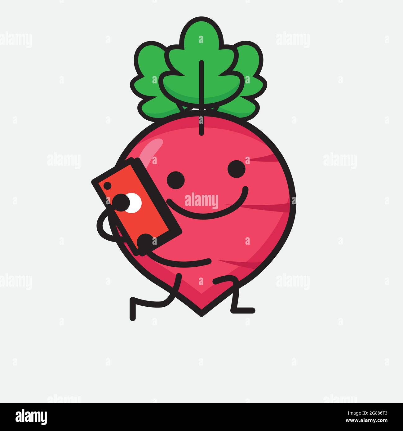 Vector Illustration of Red Radish Character with cute face and simple ...