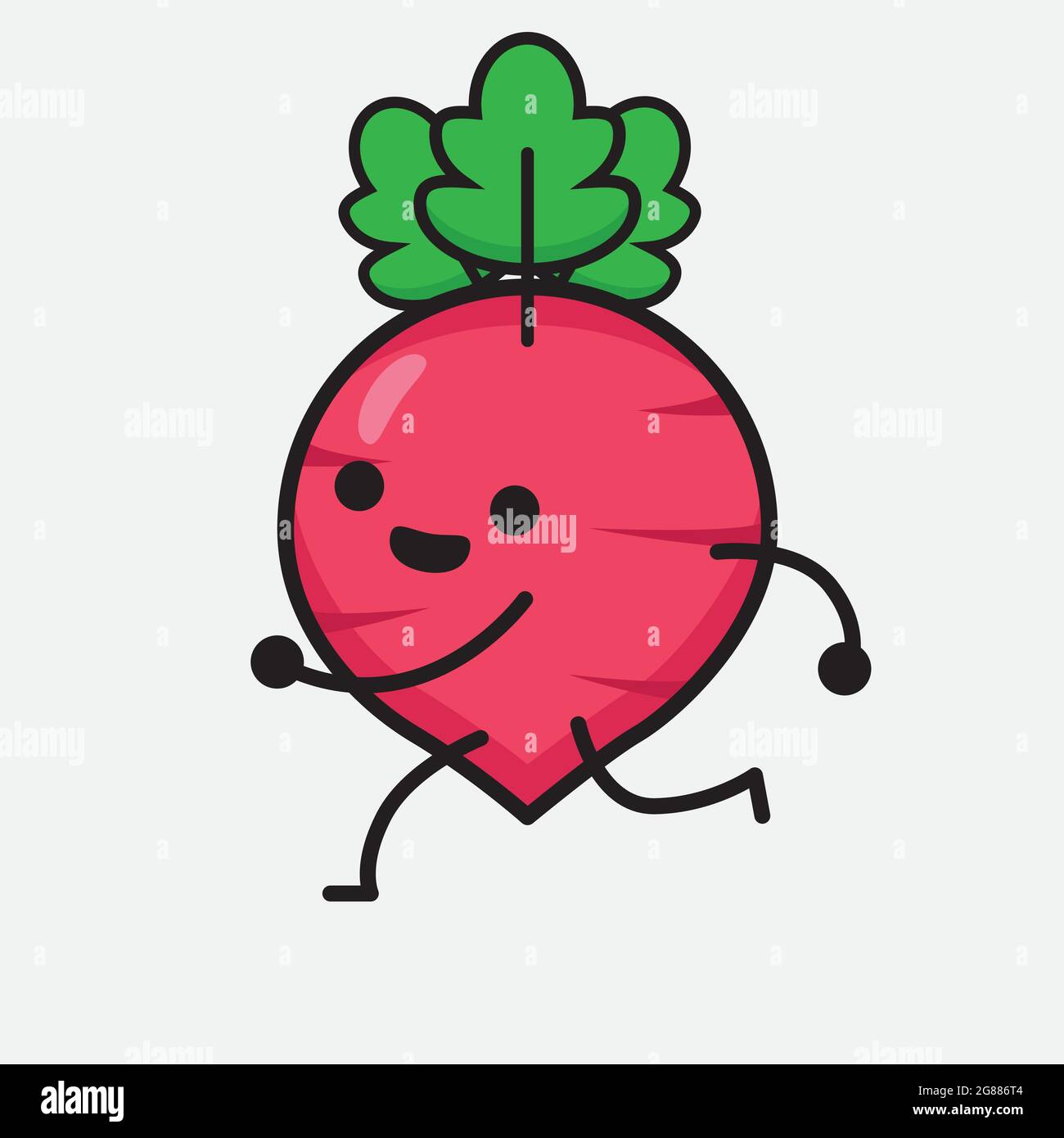 Vector Illustration of Red Radish Character with cute face and simple ...