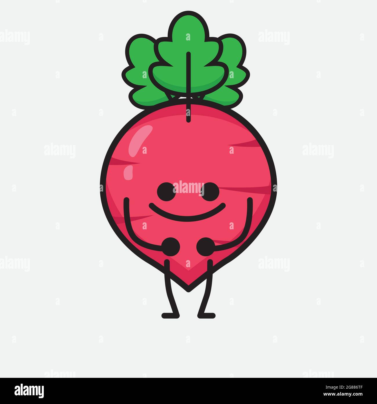 Vector Illustration of Red Radish Character with cute face and simple ...