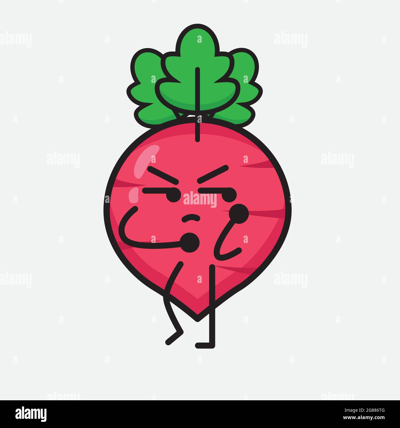 Vector Illustration of Red Radish Character with cute face and simple ...