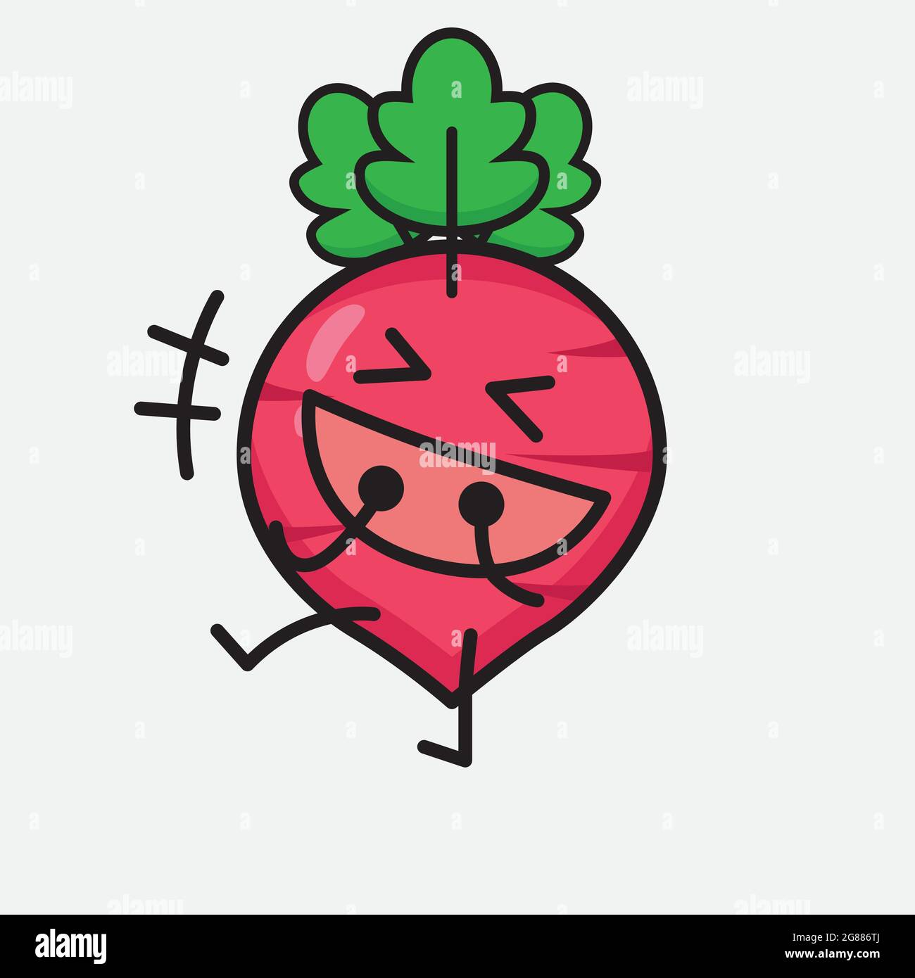 Vector Illustration of Red Radish Character with cute face and simple ...