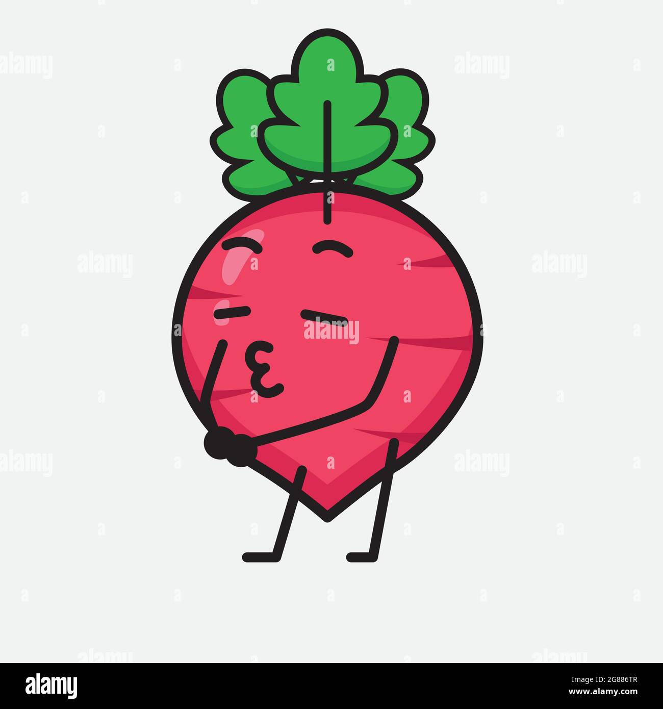 Vector Illustration of Red Radish Character with cute face and simple ...