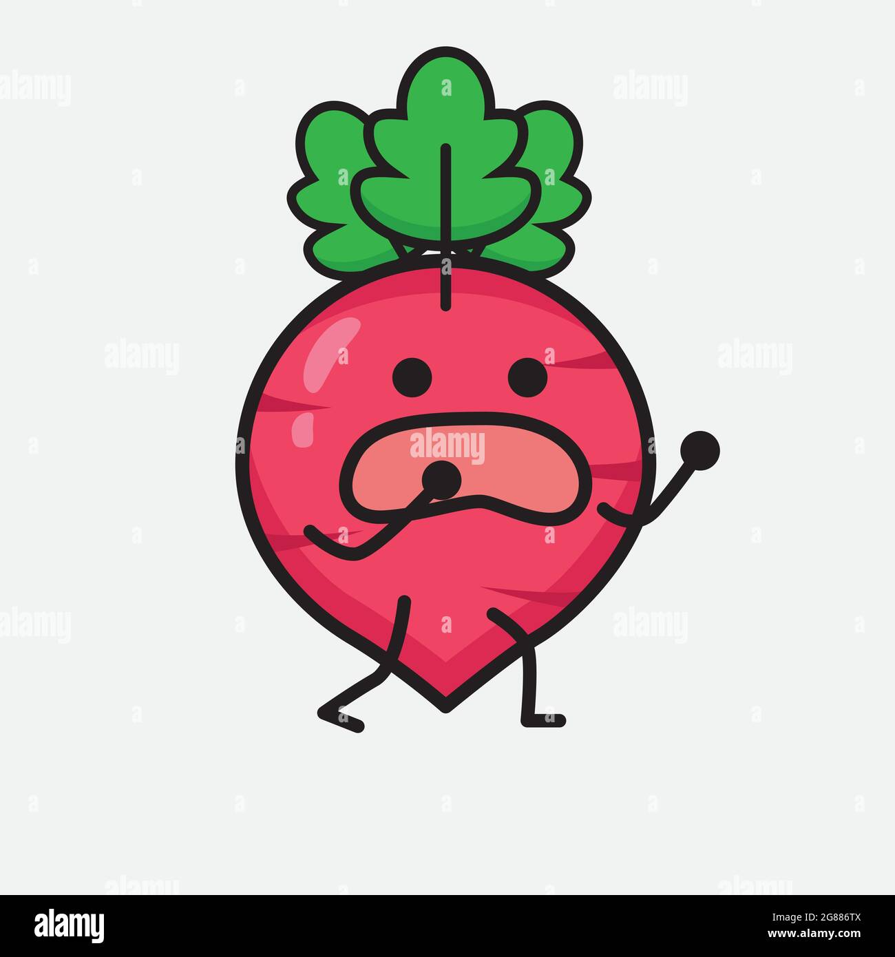 Vector Illustration of Red Radish Character with cute face and simple ...