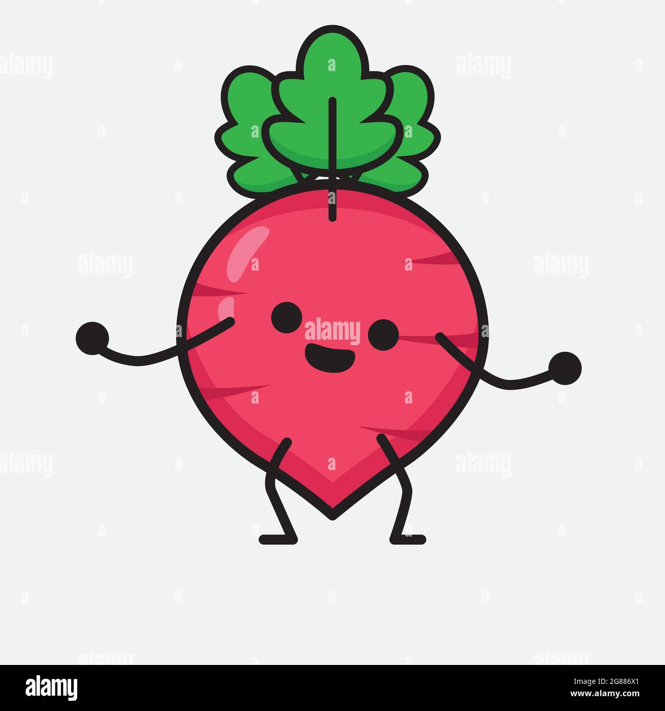 Vector Illustration of Red Radish Character with cute face and simple ...