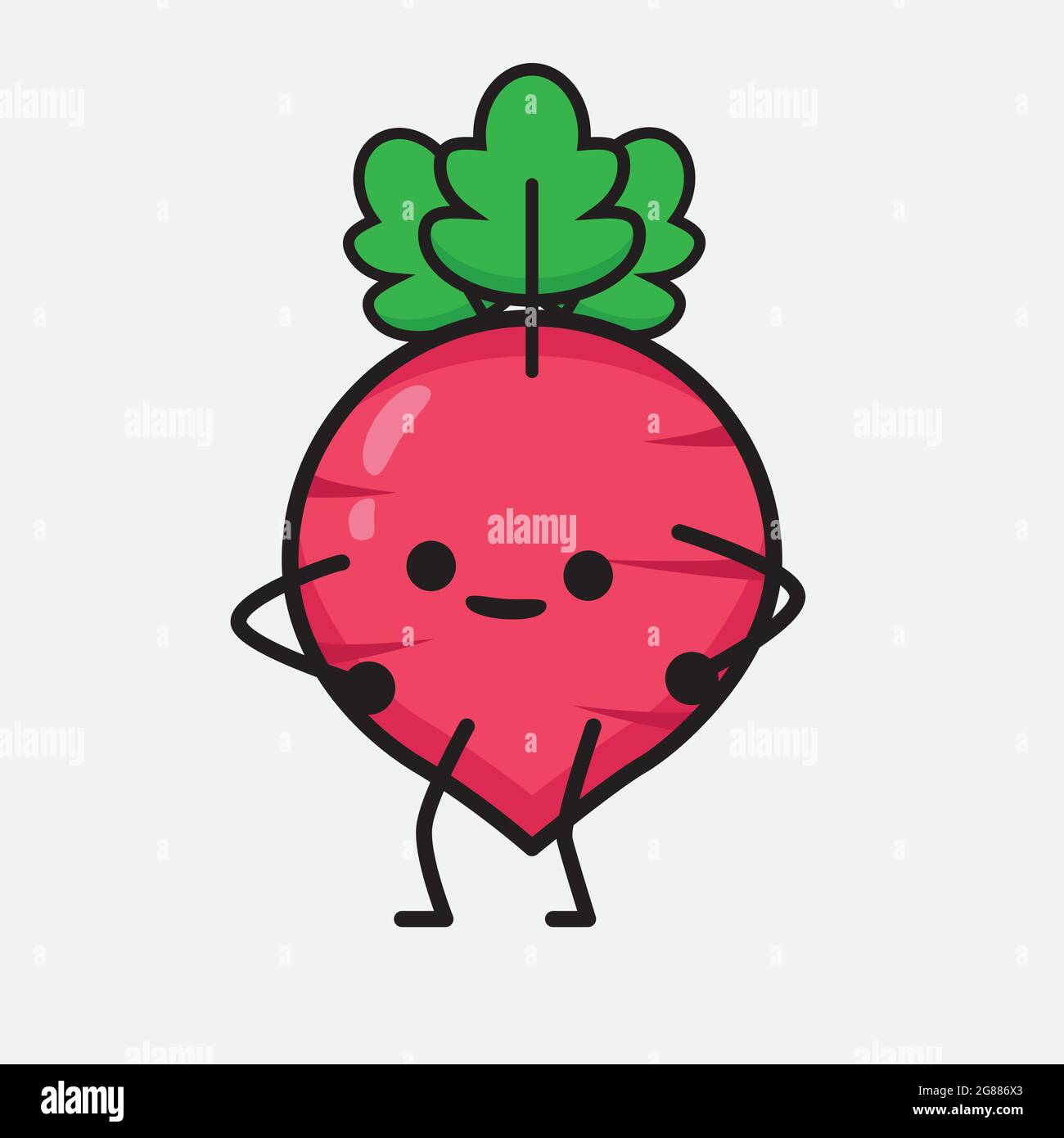 Vector Illustration of Red Radish Character with cute face and simple ...