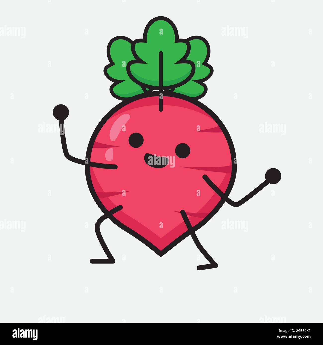 Vector Illustration of Red Radish Character with cute face and simple ...