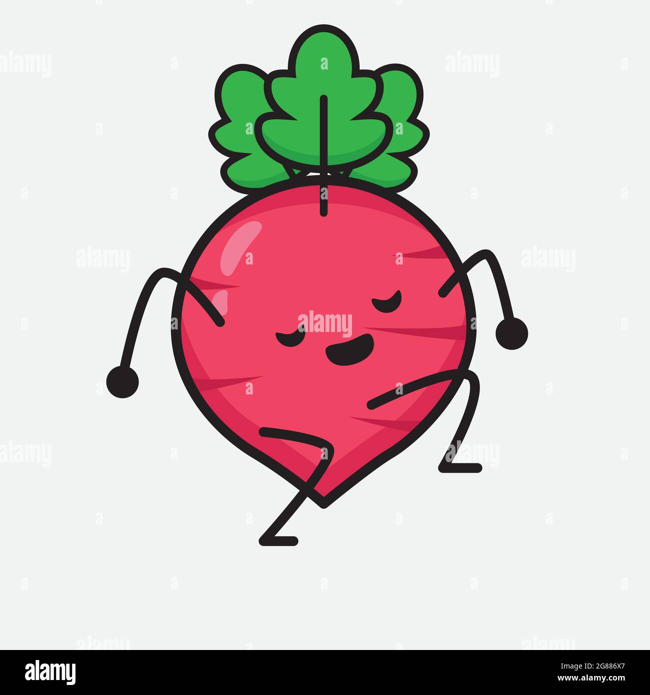 Vector Illustration of Red Radish Character with cute face and simple ...