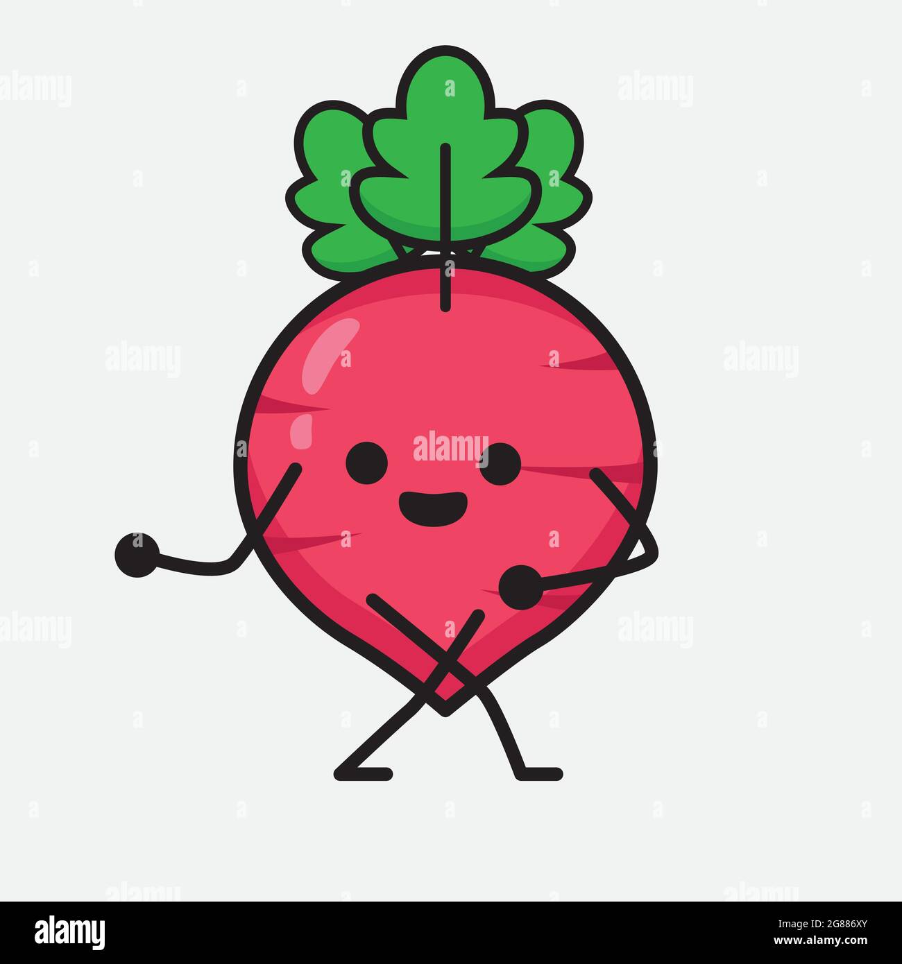 Vector Illustration of Red Radish Character with cute face and simple ...