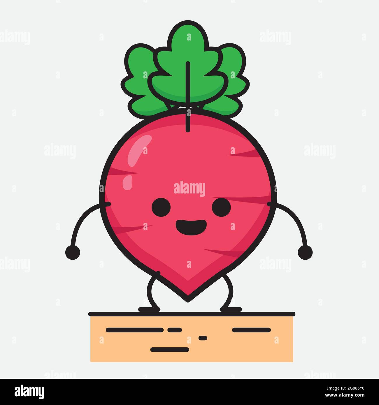 Vector Illustration of Red Radish Character with cute face and simple ...