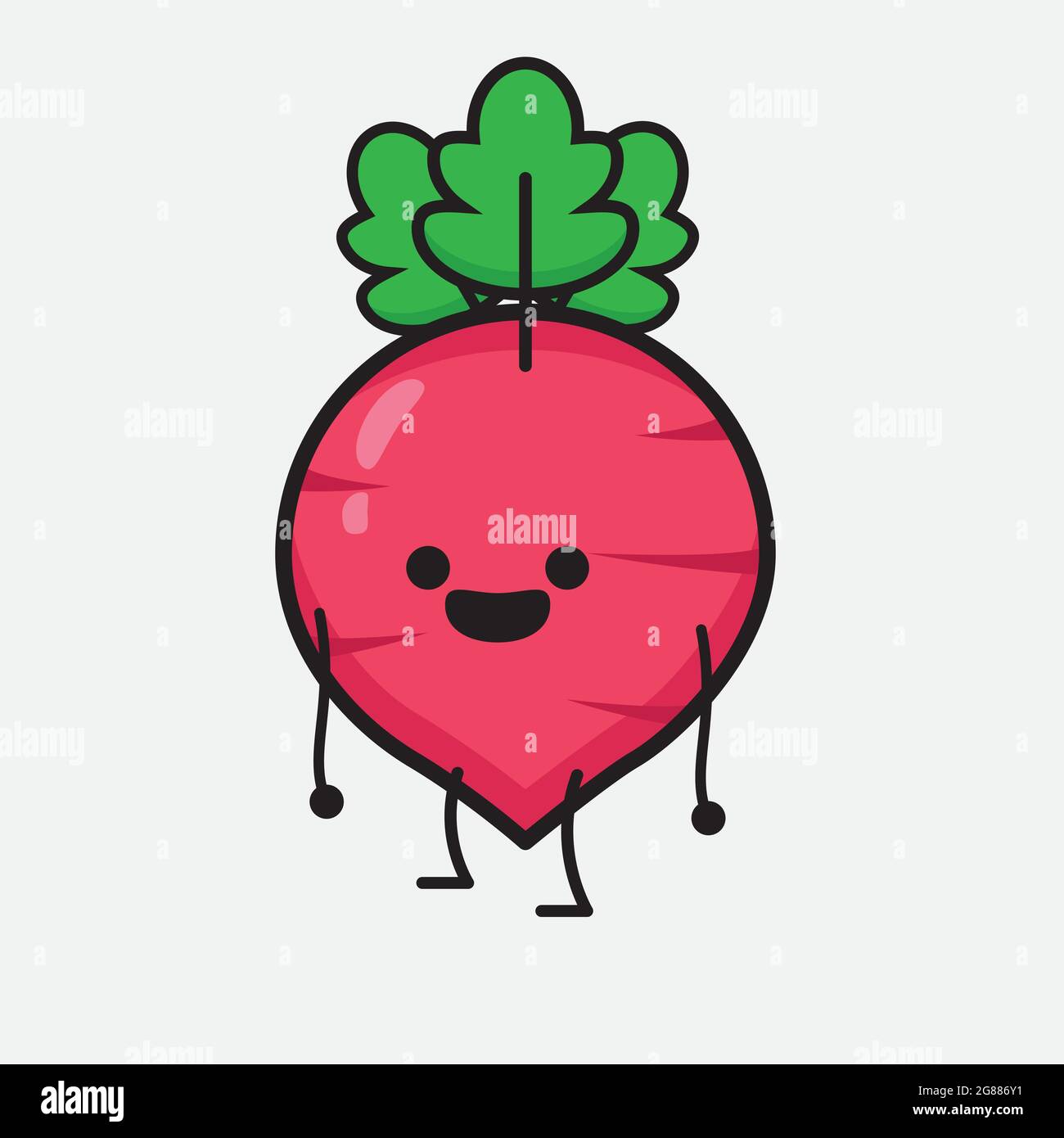 Vector Illustration of Red Radish Character with cute face and simple ...