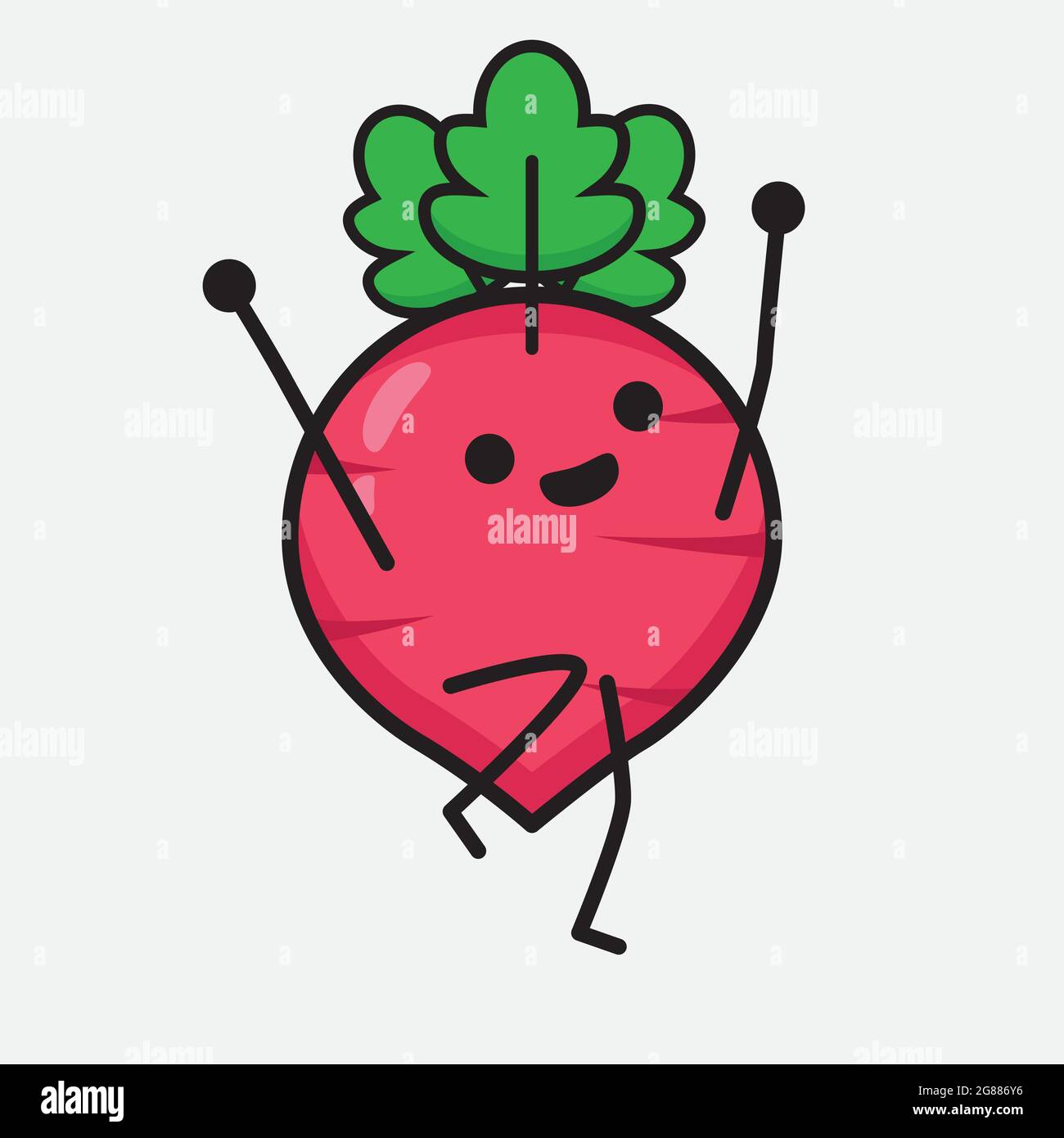 Vector Illustration of Red Radish Character with cute face and simple ...