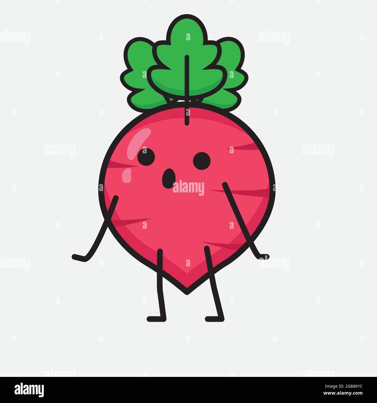 Vector Illustration of Red Radish Character with cute face and simple ...