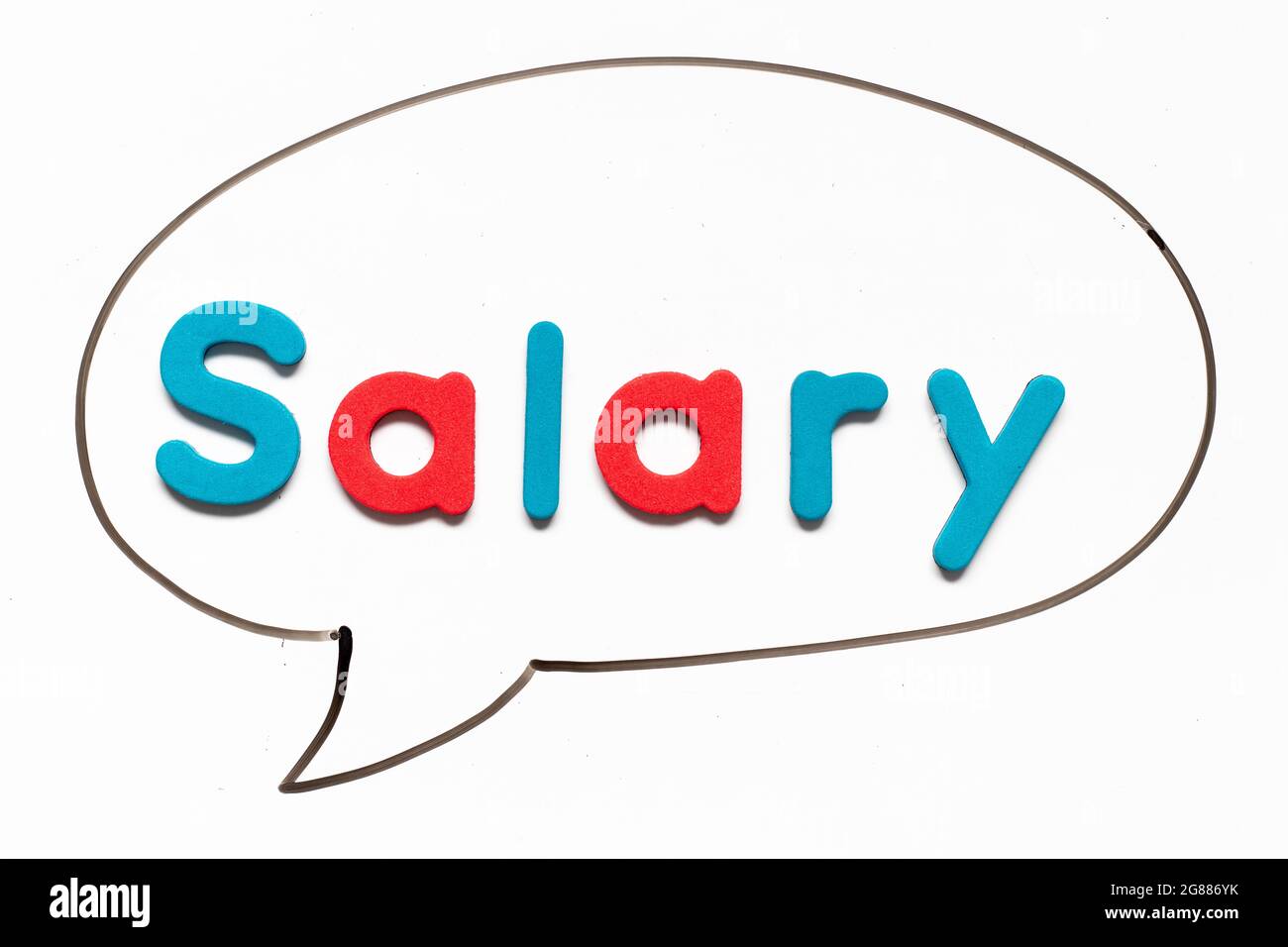 Alphabet letter with word salary in black line hand drawing as bubble ...