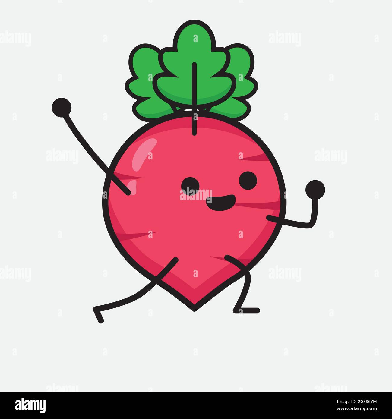Vector Illustration of Red Radish Character with cute face and simple ...
