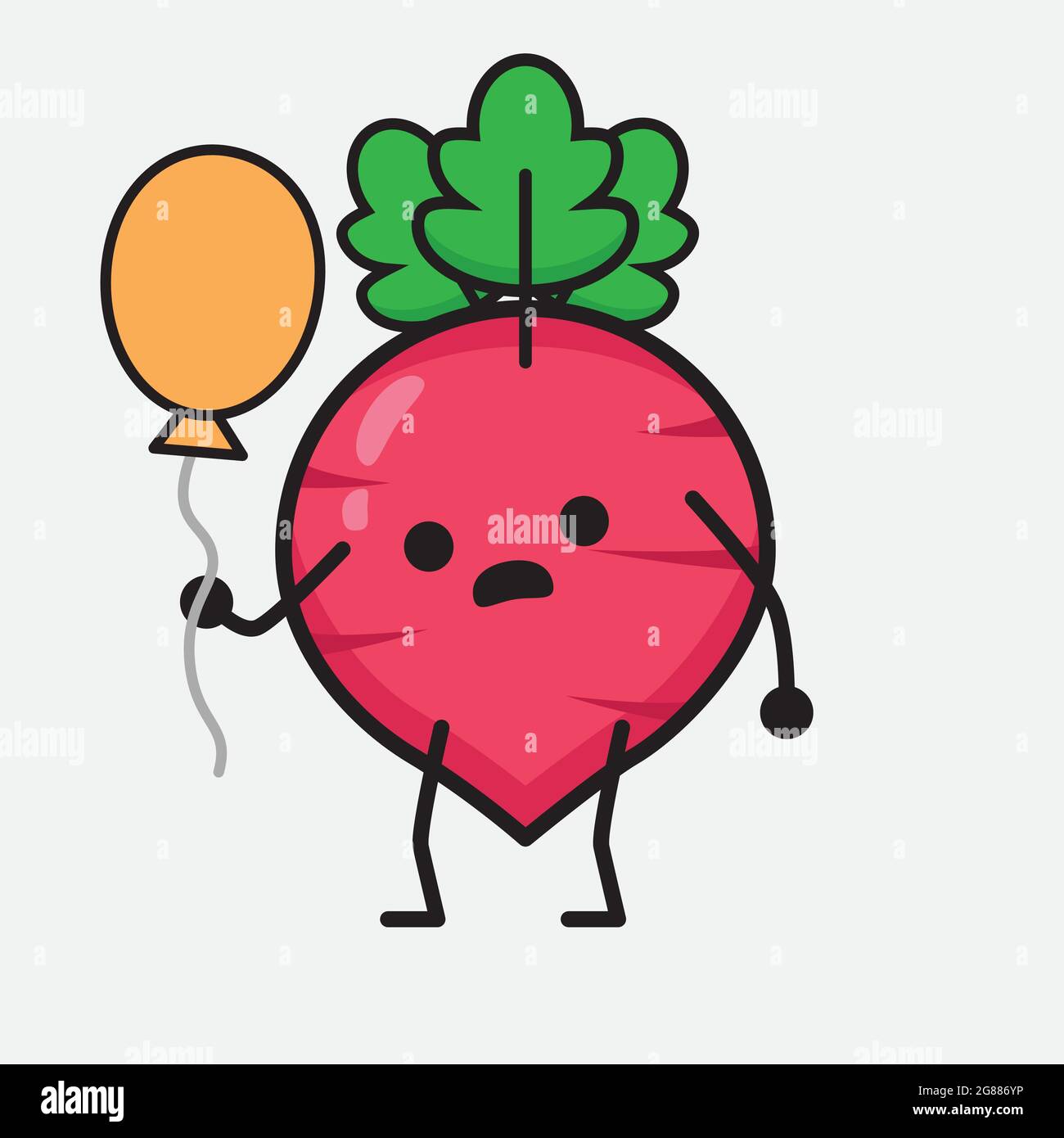 Vector Illustration of Red Radish Character with cute face and simple ...