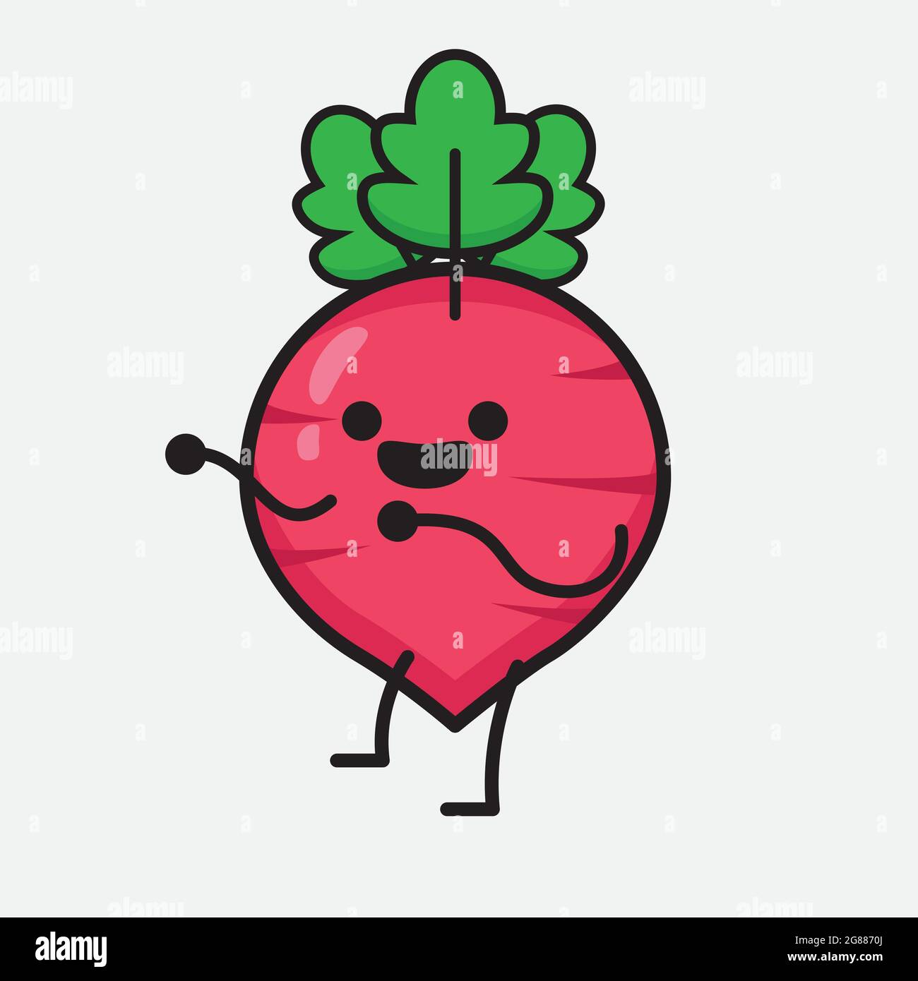 Vector Illustration of Red Radish Character with cute face and simple ...
