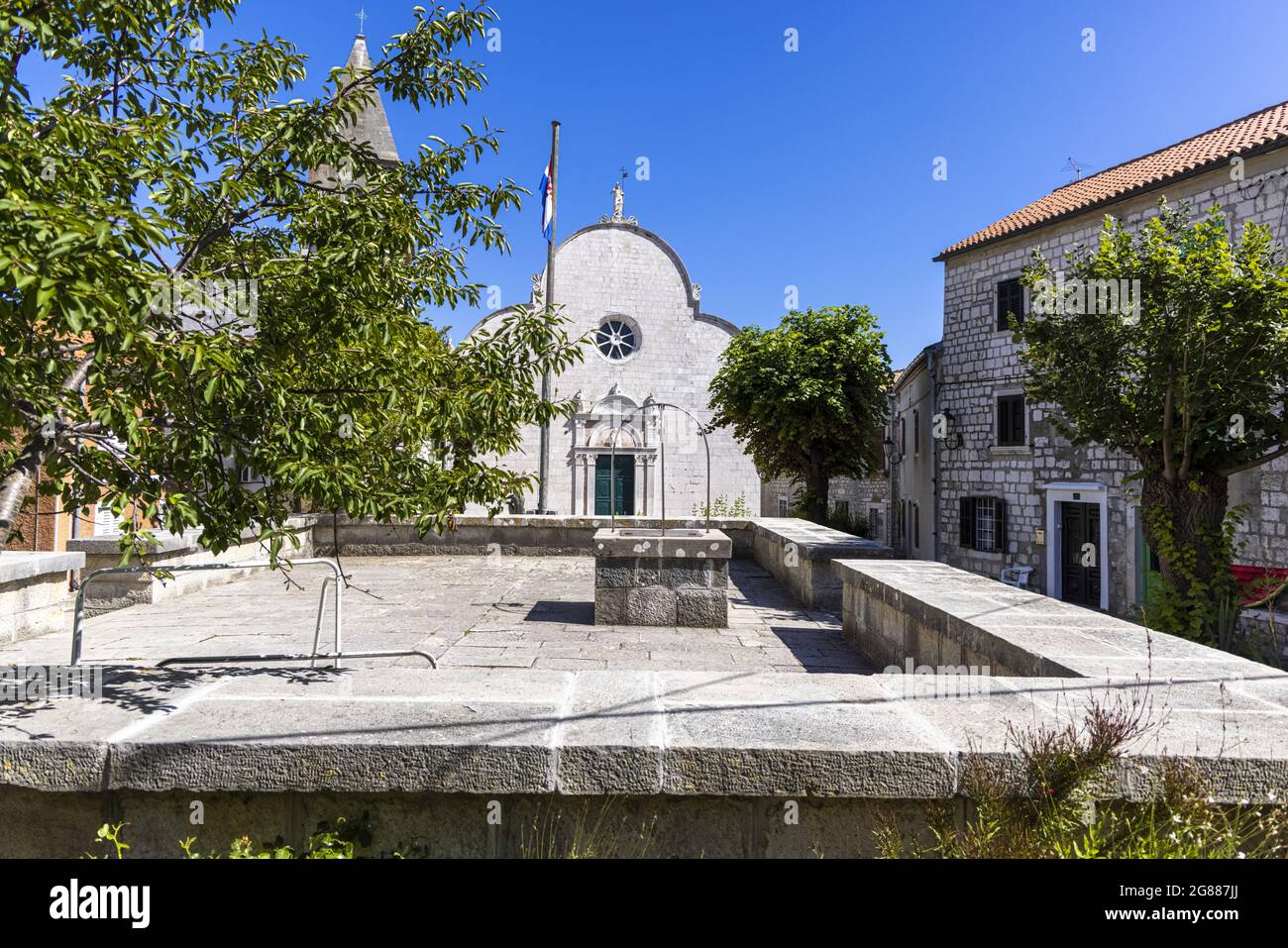 The historic old town of Osor on Cres Island, the Adriatic Sea, Croatia ...