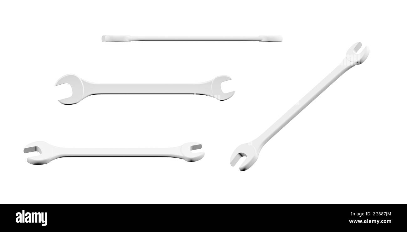 Flat spanner mockup isolated on white background - 3d render Stock ...