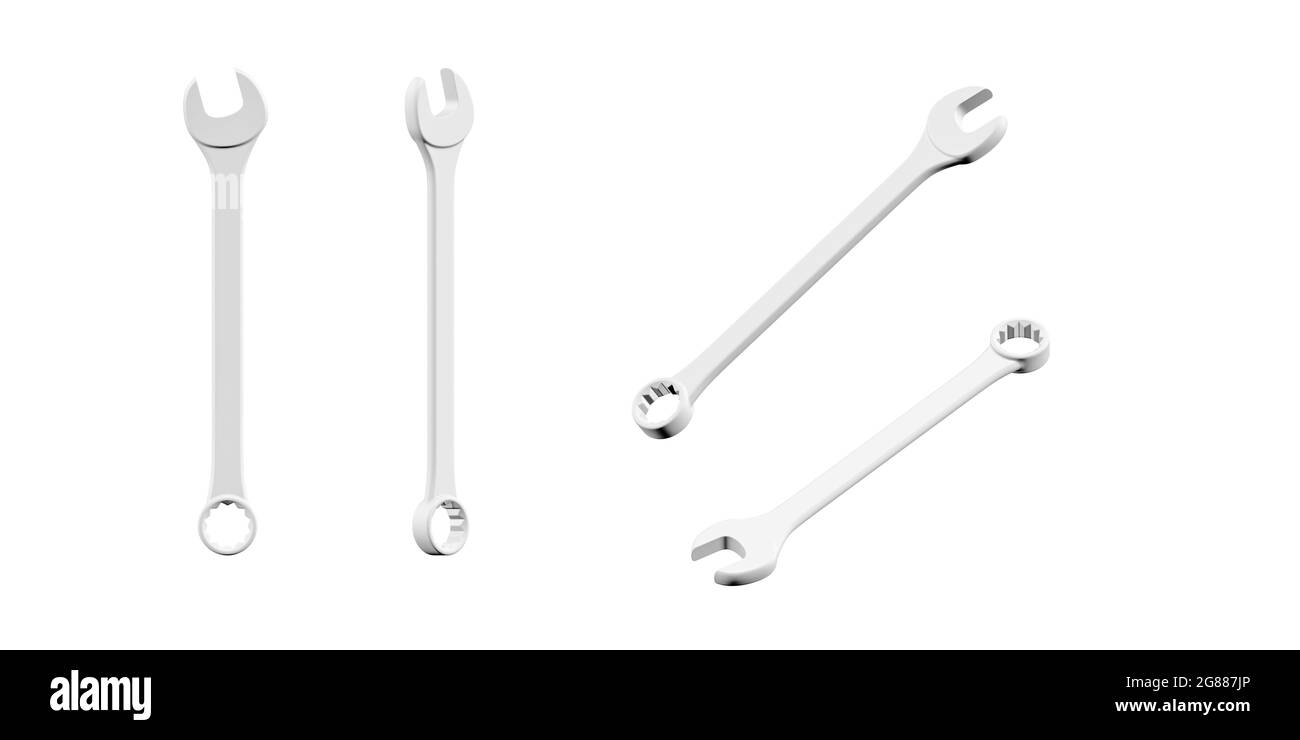 Flat ring spanner mockup isolated on white background - 3d render Stock ...