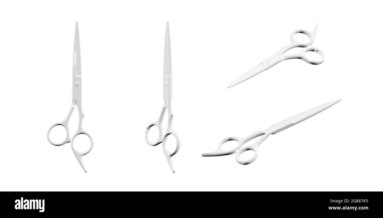 Hairdressing scissors isolated on white background - 3d render Stock ...