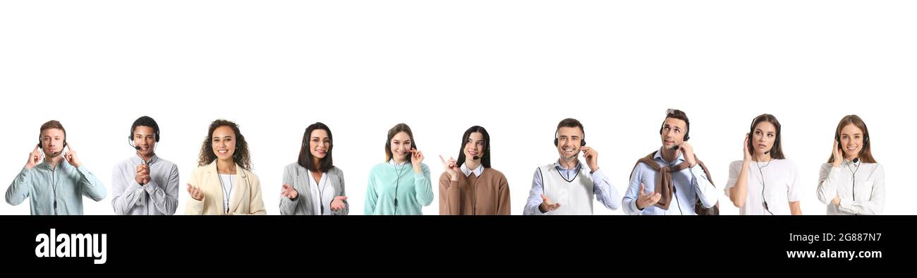 Technical support agents on white background Stock Photo - Alamy