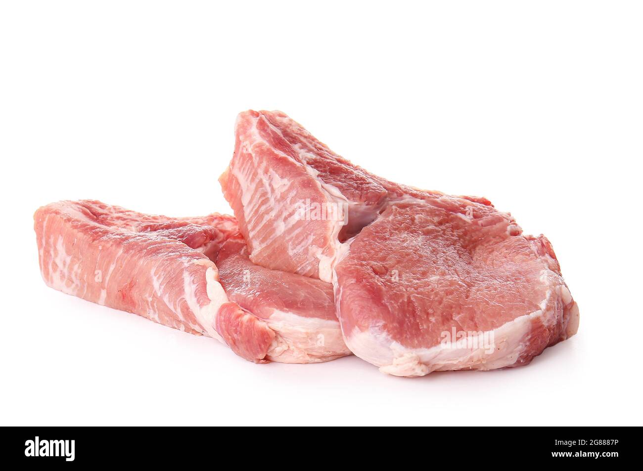 Slices of raw pork ribs on white background Stock Photo - Alamy