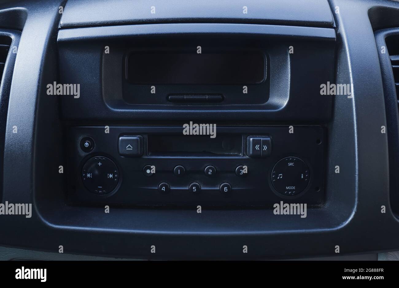 Modern radio on dashboard of car, closeup Stock Photo - Alamy