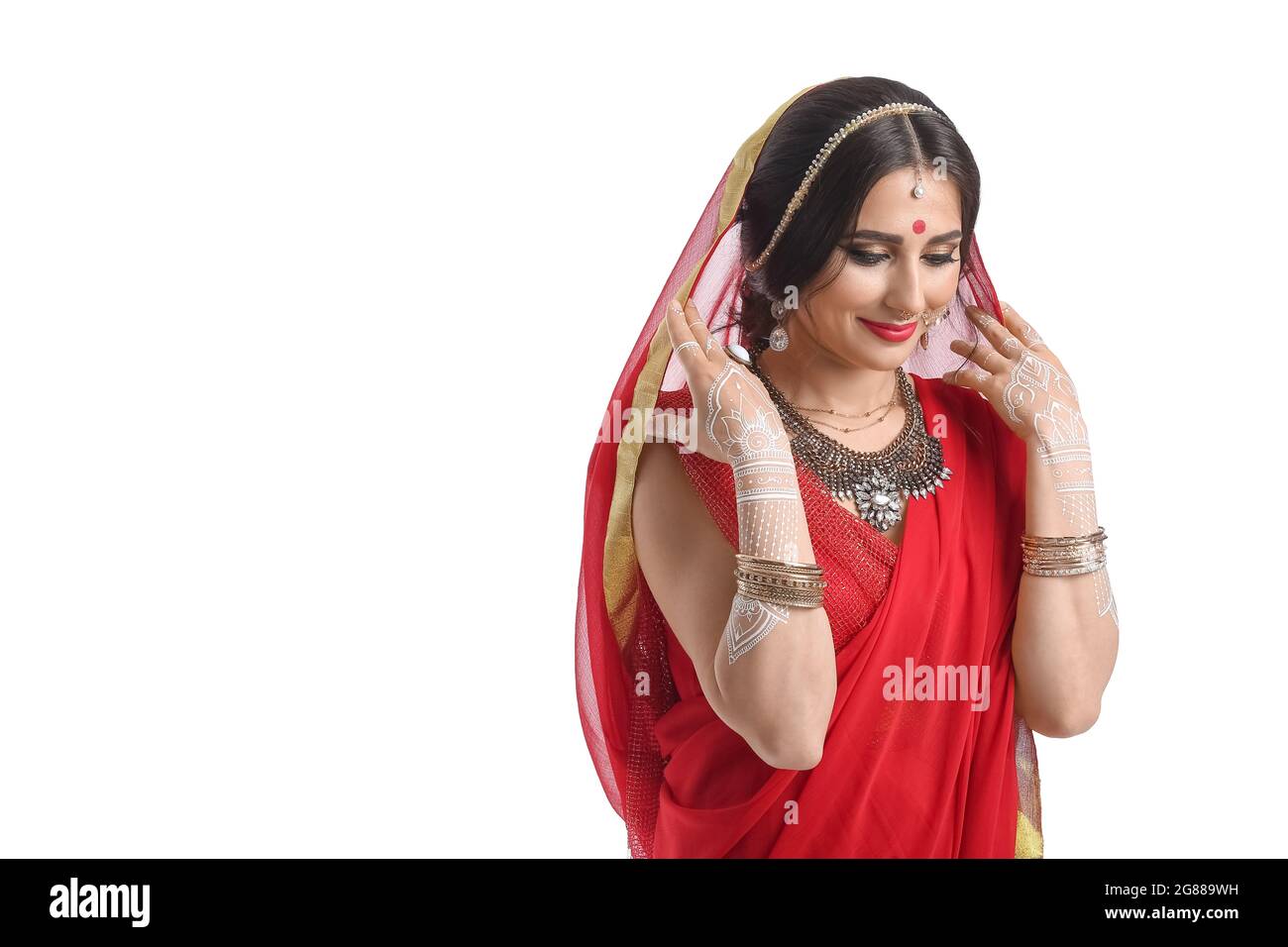 Beautiful Indian woman on white background Stock Photo - Alamy
