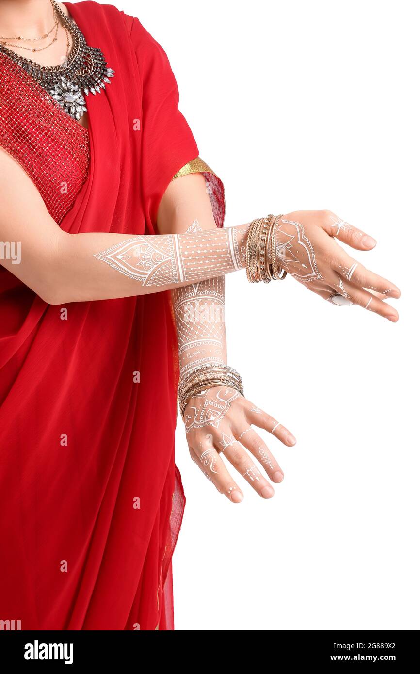 Beautiful Indian woman on white background Stock Photo - Alamy