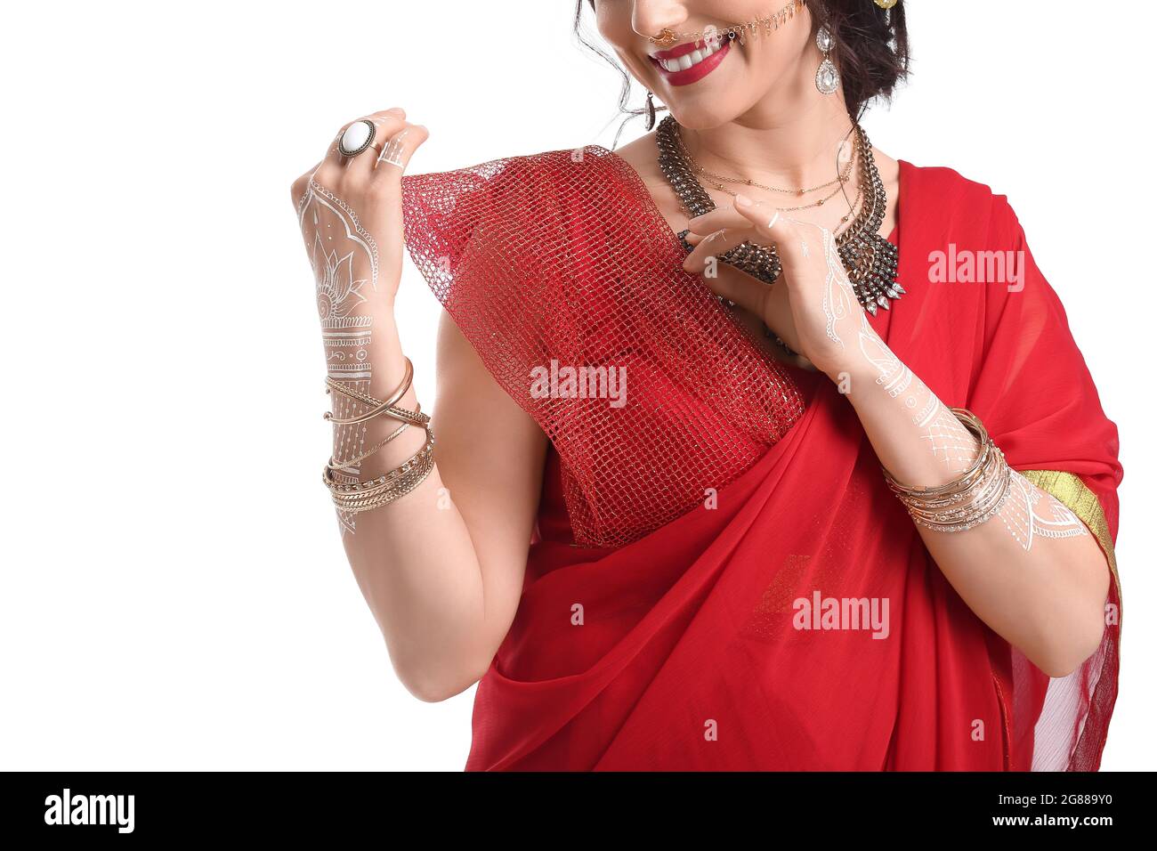 Beautiful Indian woman on white background Stock Photo - Alamy