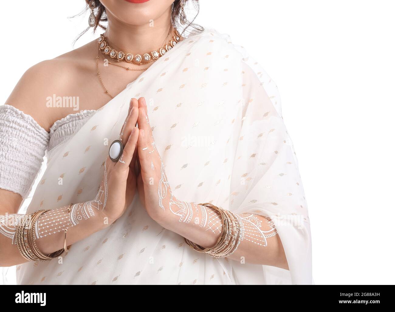 Beautiful Indian woman on white background Stock Photo - Alamy