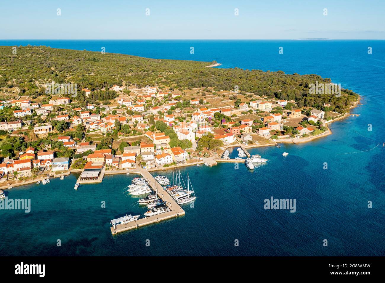 Aerial view of Ilovik town, the Adriatic Sea in Croatia Stock Photo - Alamy