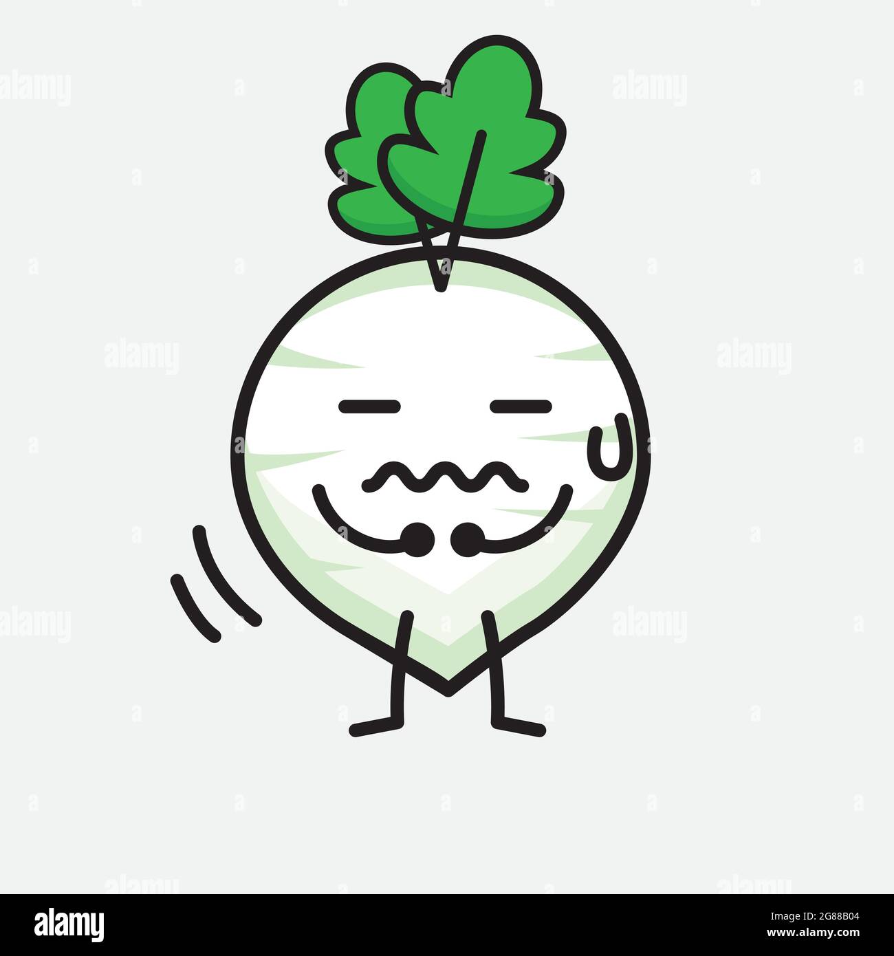 Vector Illustration of White Radish Character with cute face and simple ...