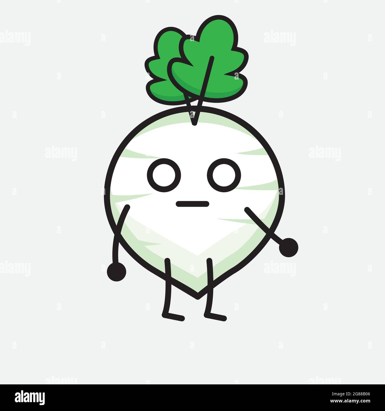 Vector Illustration of White Radish Character with cute face and simple ...