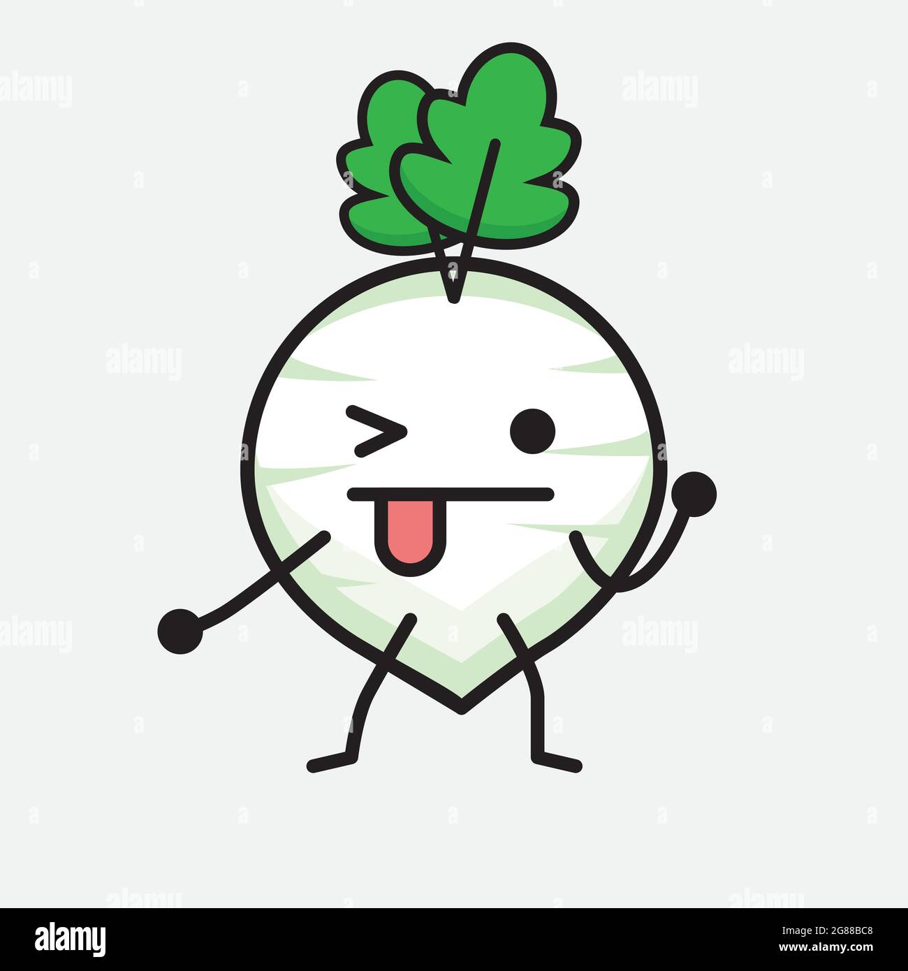 Vector Illustration of White Radish Character with cute face and simple ...