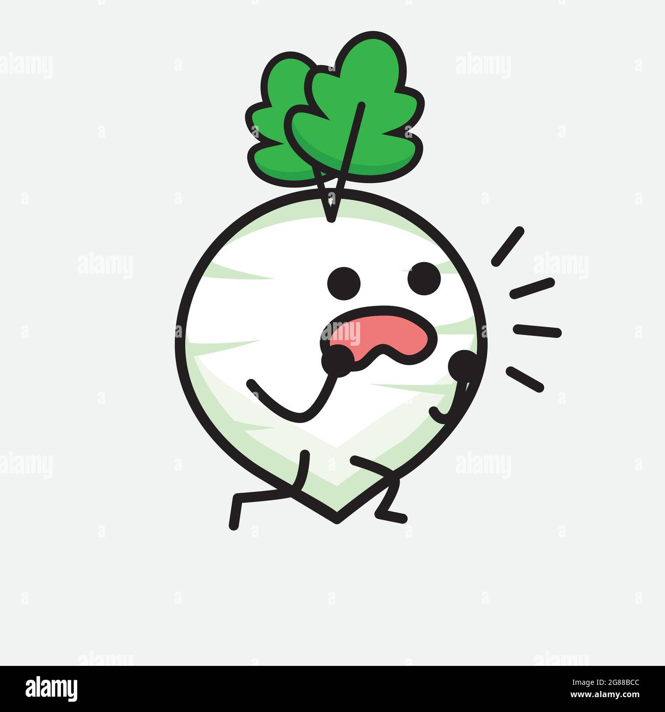 Vector Illustration of White Radish Character with cute face and simple ...