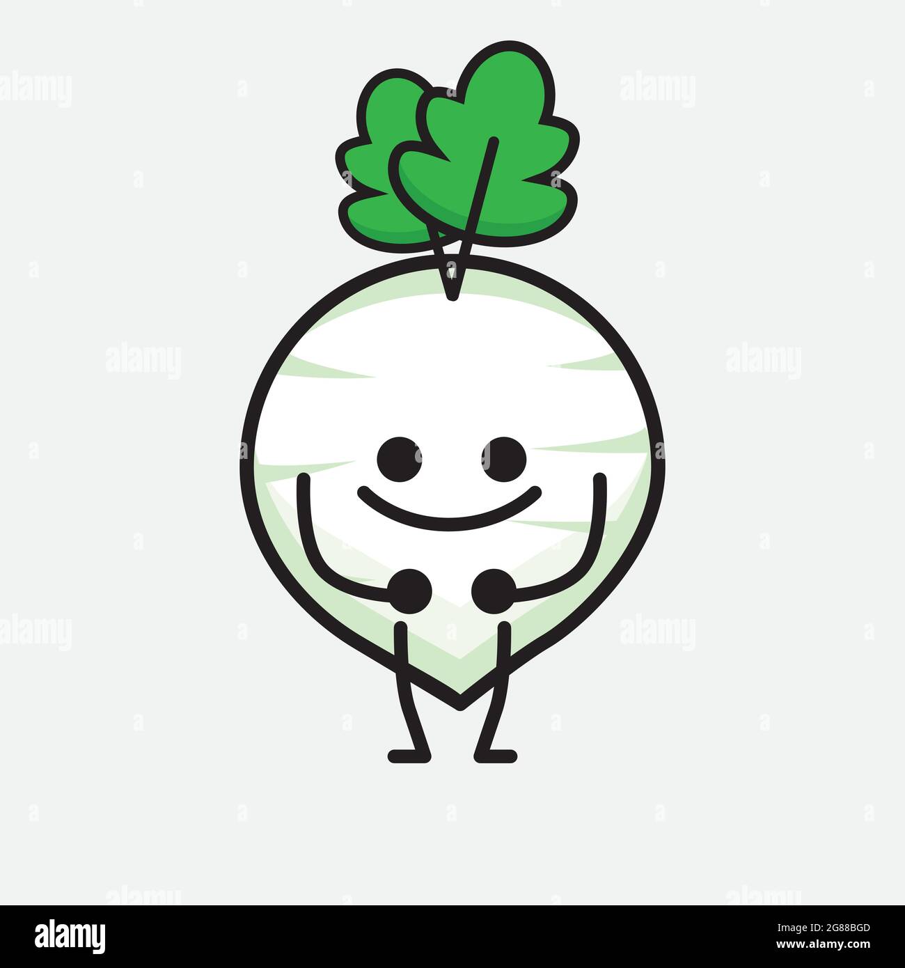 Vector Illustration of White Radish Character with cute face and simple ...