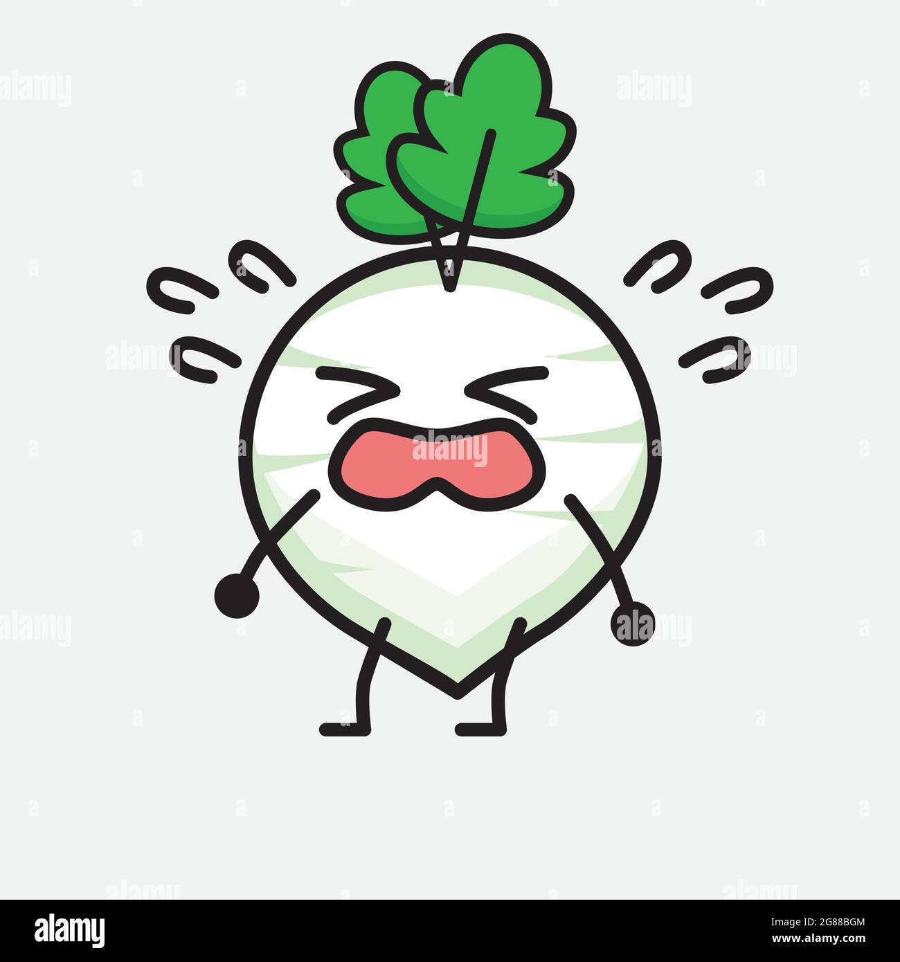 Vector Illustration of White Radish Character with cute face and simple ...