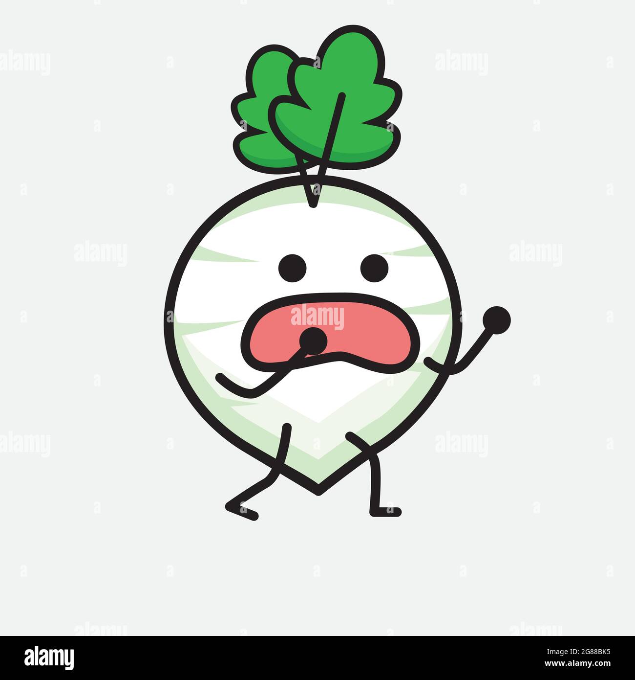 Vector Illustration of White Radish Character with cute face and simple ...