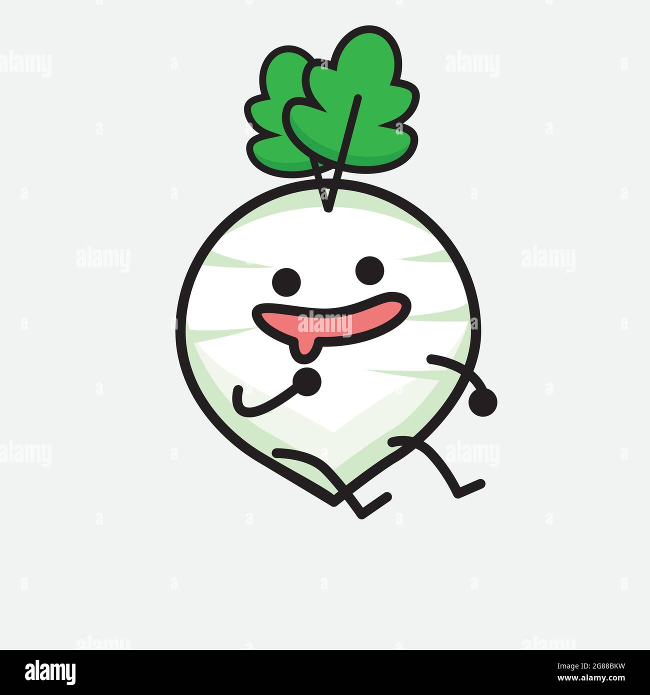 Vector Illustration of White Radish Character with cute face and simple ...